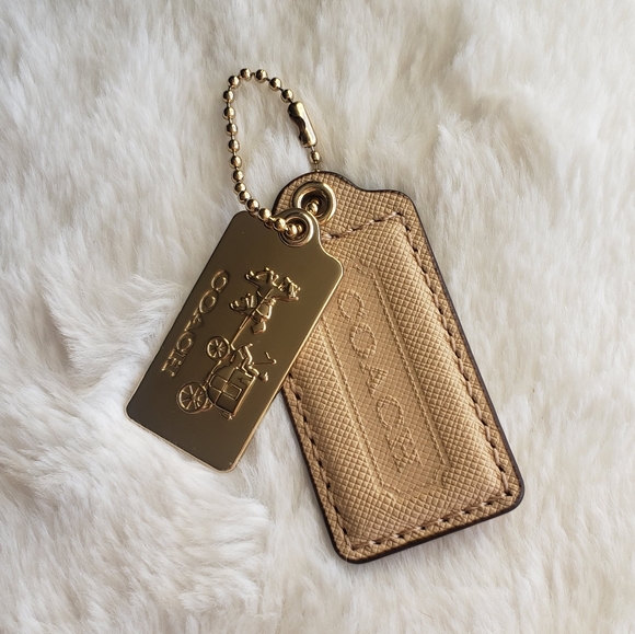 Coach | Accessories | 2 Coach Leather Rare Gold Metal Tag Charm ...